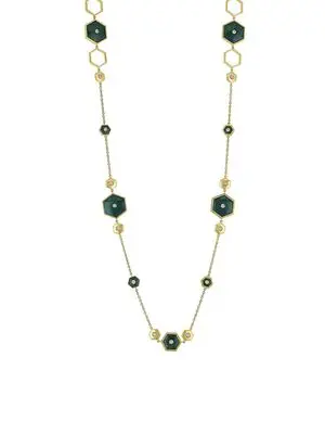 Miseno Women's Baia Sommersa 18K Gold, Diamond & Malachite Station Necklace - Malachite - Malachite