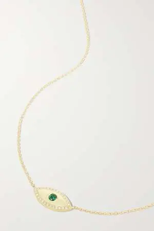 JENNIFER MEYER Medium Evil Eye Diamond And Emerald Necklace