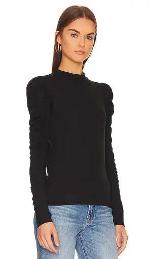 BOBI Shirred Sleeve Turtleneck Top