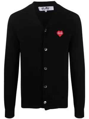 Play Comme Des Garcon Logo-patch Cardigan - Black