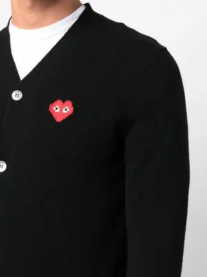 Play Comme Des Garcon Logo-patch Cardigan - Black