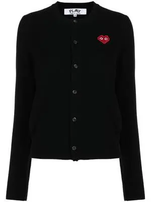 Play Comme Des Garcon Logo-patch Cardigan - Black