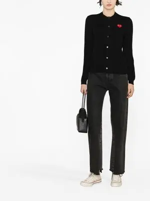 Play Comme Des Garcon Logo-patch Cardigan - Black