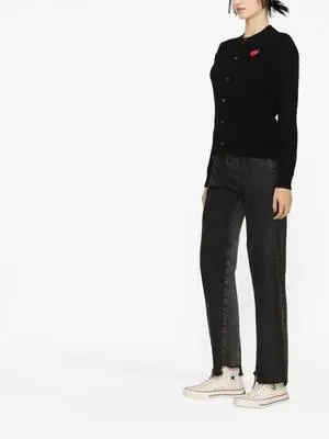 Play Comme Des Garcon Logo-patch Cardigan - Black
