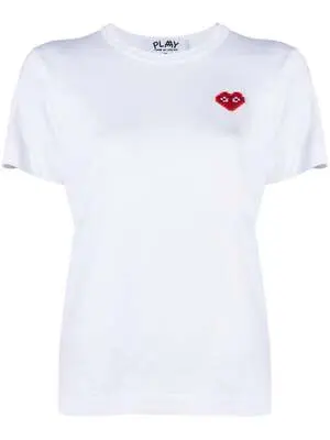 Play Comme Des Garcon Logo-embroidered T-shirt - White