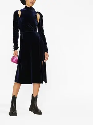 Versace Cut-out Velvet Wrap Dress
