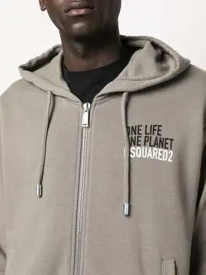 Dsquared2 Logo Print Zip-up Hoodie