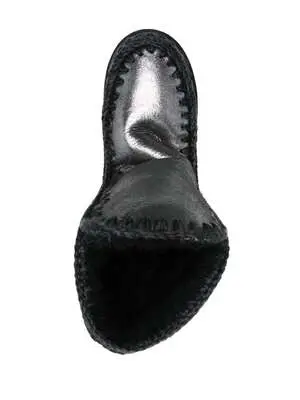 Mou Metallic Whipstitch-trim Boots - Grey