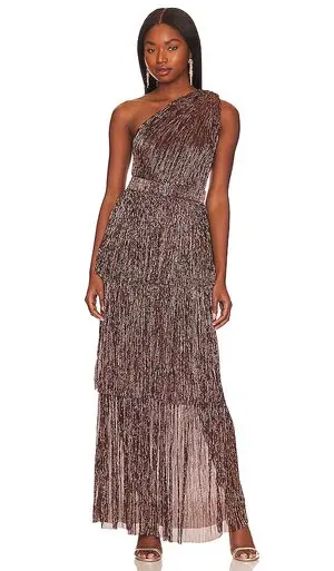 SABINA MUSAYEV X Terina Gown In Metallic - Bronze