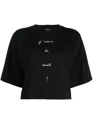 AGNES B. Graphic Print Cropped T-shirt