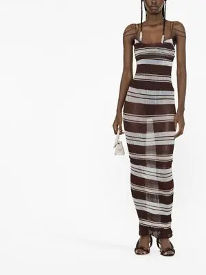Jacquemus Sognu Striped Maxi Dress - Brown