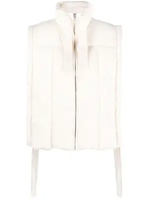 GANNI Logo-embroidered Padded Gilet - Neutrals