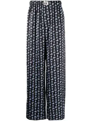 Natasha Zinko Yoga Bunny-print Wide-leg Trousers