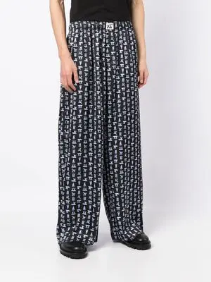 Natasha Zinko Yoga Bunny-print Wide-leg Trousers
