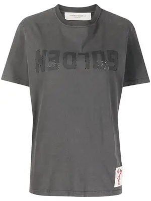 GOLDEN GOOSE Regular-fit T-shirt With Golden Lettering - Grey