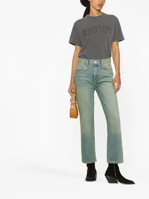 GOLDEN GOOSE Regular-fit T-shirt With Golden Lettering - Grey