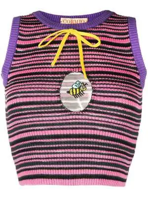 CORMIO Striped Knitted Top - Pink