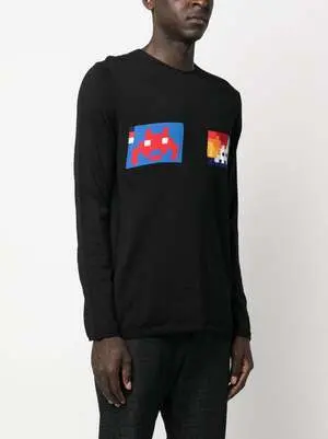 Comme Des Garçons Space Invaders Jumper - Black