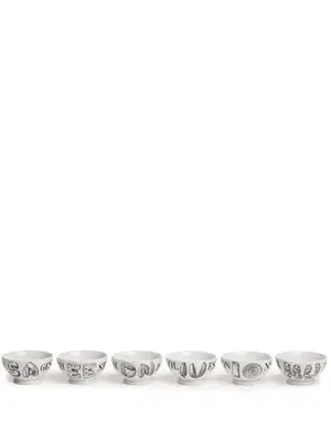 FORNASETTI Set Of Six Bowls - White