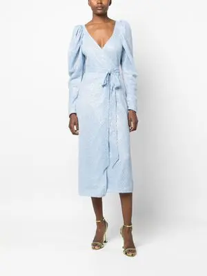 ROTATE BY BIRGER CHRISTENSEN Sequin Midi Dress - Blue