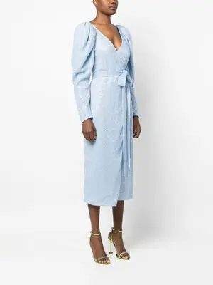 ROTATE BY BIRGER CHRISTENSEN Sequin Midi Dress - Blue