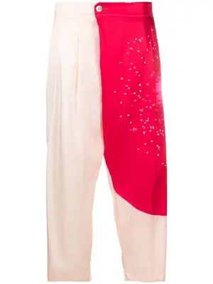 Issey Miyake Colour-block Cropped Trousers - Pink