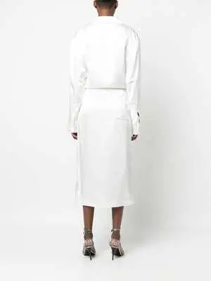 Off-White Twist-front Satin Midi Shirt Dress