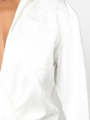 Off-White Twist-front Satin Midi Shirt Dress