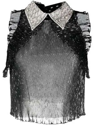 Alberta Ferretti Pleated Fil-coupé Top - Black