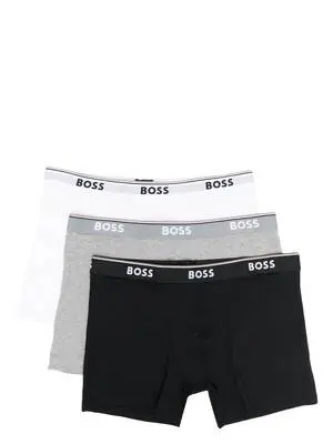 BOSS Pack Of Three Logo-waistband Boxer Briefs - Black