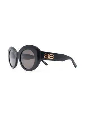 Balenciaga Logo-plaque Round-frame Sunglasses