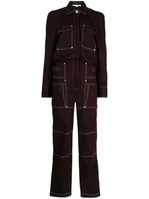 Stella McCartney Stitch-detail Denim Jumpsuit - Purple