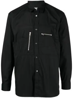 Comme Des Garçons Button-down Zip-detail Shirt - Black
