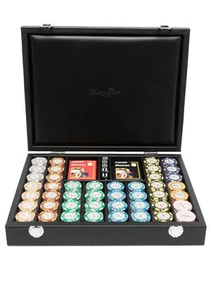 HECTOR SAXE 440 Chip Leather Poker Set - Black