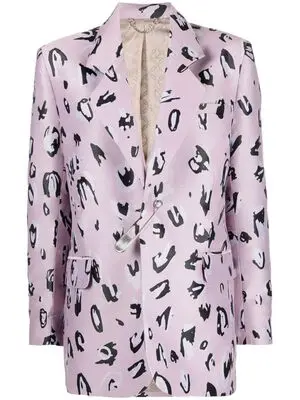 CHARLES JEFFREY Animal-pattern Single-breasted Blazer - Pink