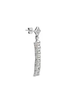 Yoko London 18kt White Gold Raindrop Akoya Pearl And Diamond Earrings