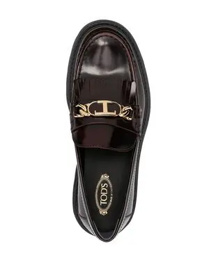 TOD'S Fringe-detail Leather Loafers - Red
