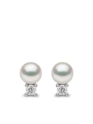 Yoko London 18kt White Gold Diamond And Pearl Stud Earrings - Silver