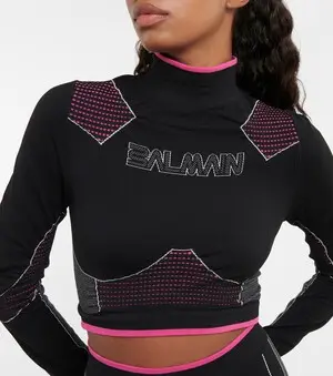 Balmain Logo Cropped Top - Black