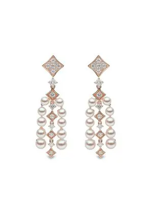 Yoko London 18kt Rose Gold Raindrop Akoya Pearl And Diamond Earrings - Pink