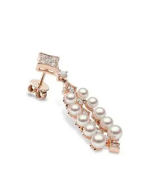 Yoko London 18kt Rose Gold Raindrop Akoya Pearl And Diamond Earrings