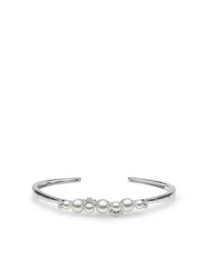 Yoko London 18kt White Gold Akoya Pearl And Diamond Bangle - Silver