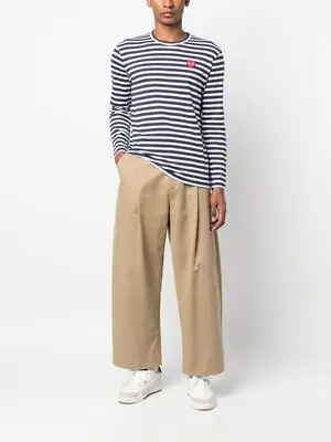 Play Comme Des Garcon Stripe-pattern Cotton T-shirt - Blue