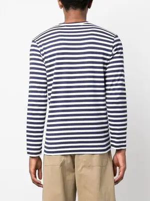 Play Comme Des Garcon Stripe-pattern Cotton T-shirt - Blue