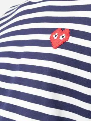 Play Comme Des Garcon Stripe-pattern Cotton T-shirt - Blue