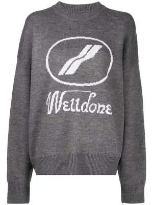 We11Done Crew-neck Logo Jumper - Grey