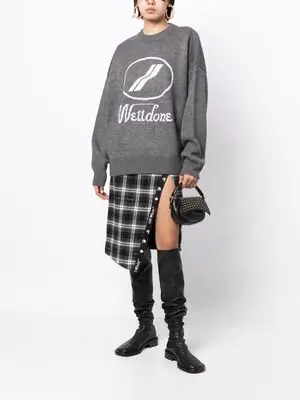 We11Done Crew-neck Logo Jumper - Grey