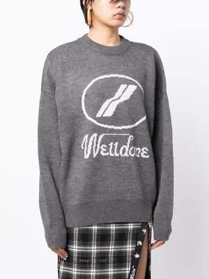 We11Done Crew-neck Logo Jumper - Grey
