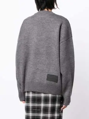 We11Done Crew-neck Logo Jumper - Grey