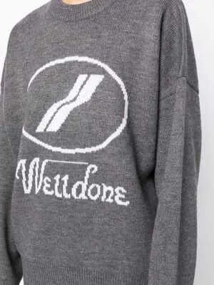 We11Done Crew-neck Logo Jumper - Grey
